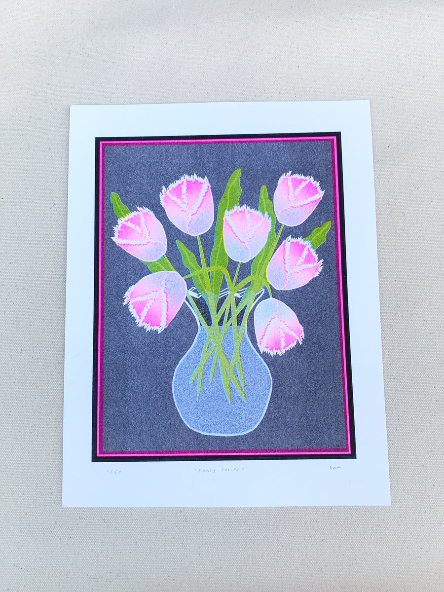 Risograph Print - Fancy Tulips 8.5 x 11 – StitchPrism